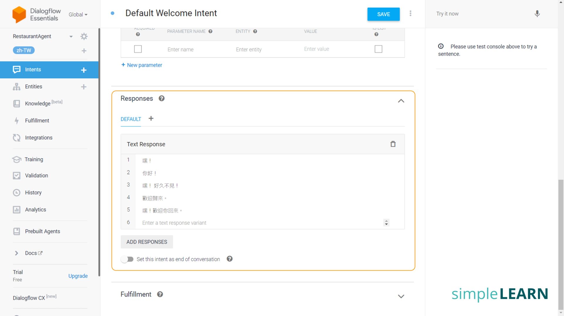 Google Dialogflow 完整教學 (1)｜零基礎也OK，打造你的餐廳聊天機器人 - SimpleLearn