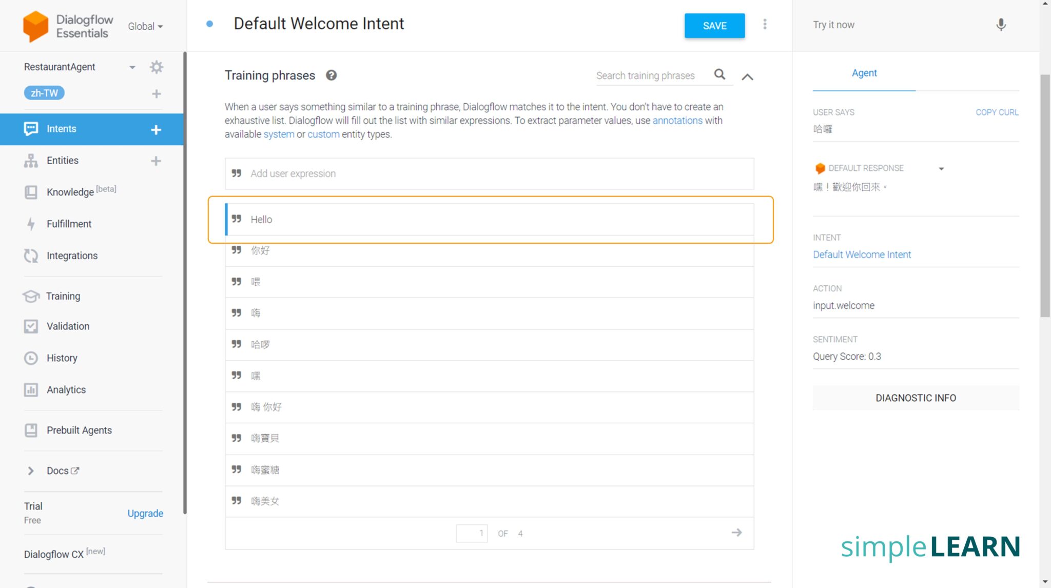 Google Dialogflow 完整教學 (1)｜零基礎也OK，打造你的餐廳聊天機器人 - SimpleLearn